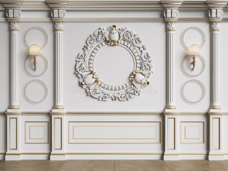Classic Interior Wall with Mouldings Stock Illustration - Illustration ...