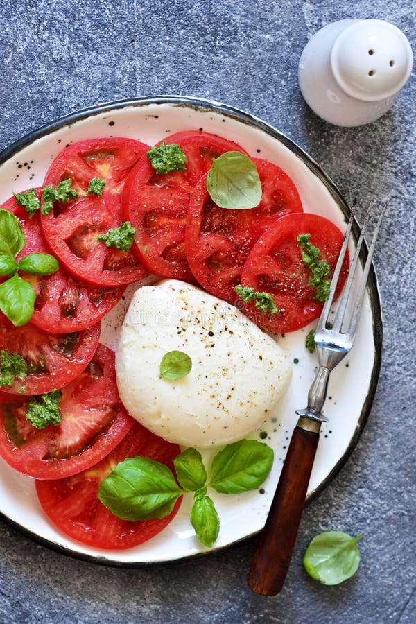 Classic Italian Appetizer Caprese. View from Above Stock Image - Image ...