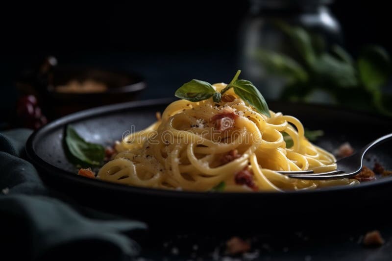 Classic Italian Pasta Carbonara With Creamy Sauce Crispy Pancetta