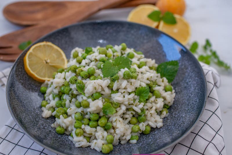 Classic Italian Risotto with Peas Stock Photo - Image of risotto, fruit ...