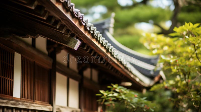 Classic Japanese House Closeup Shot Stock Illustration - Illustration ...