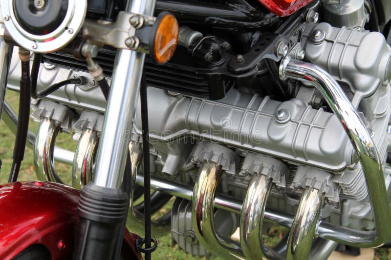 Classic Japanese Motorcycle Engine Stock Photo - Image of metal, power ...