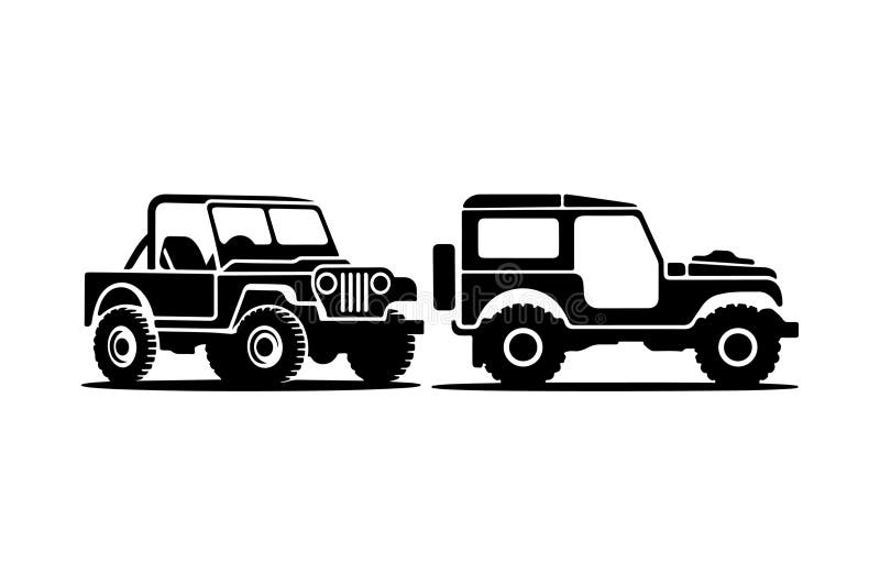 Classic Jeep Silhouette Vector Off-Road Clipart Design Stock ...