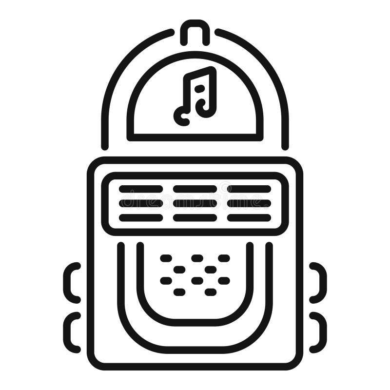 Classic Jukebox Playing Music Icon in Line Style Stock Illustration - Illustration of outline ...
