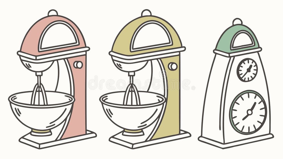 Classic Kitchen Mixers Vector Set for Baking Culinary Activities ...