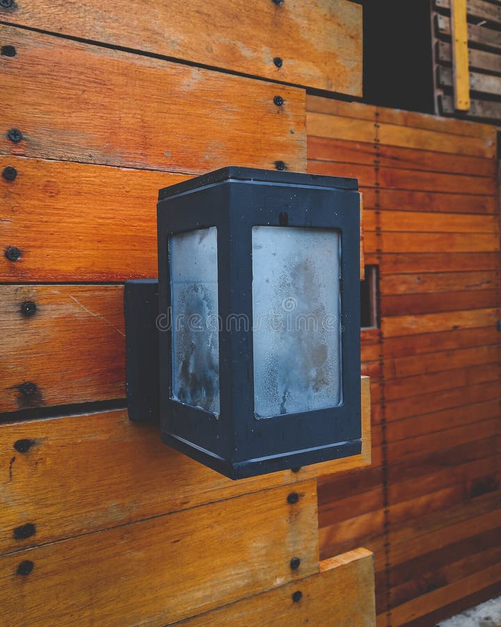 Classic Lamp Cover on Wooden Wall Stock Photo - Image of door, wooden ...