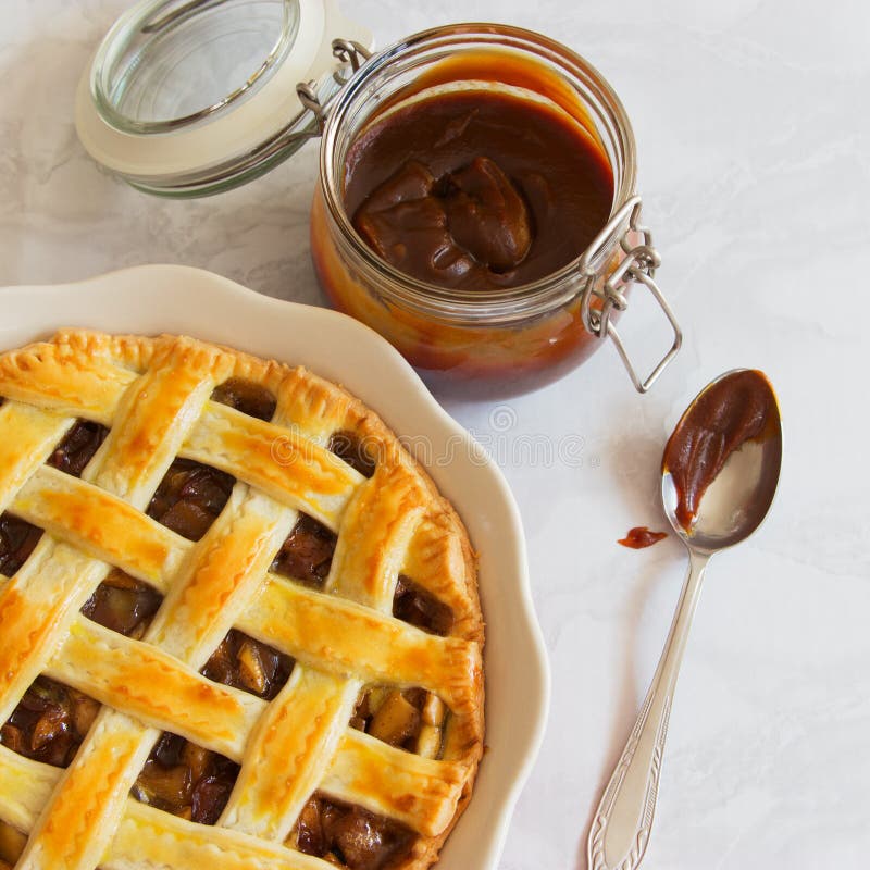Classic Lattice Weave Apple Pie Salted Caramel Stock Image - Image of ...