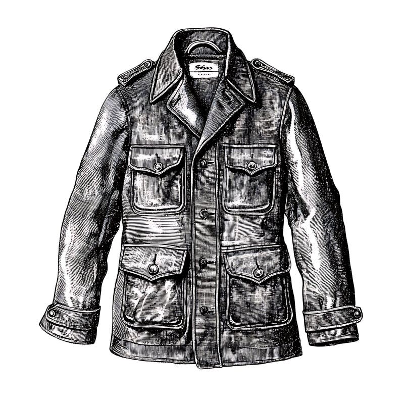 Classic Leather Field Jacket Illustration Stock Illustration ...
