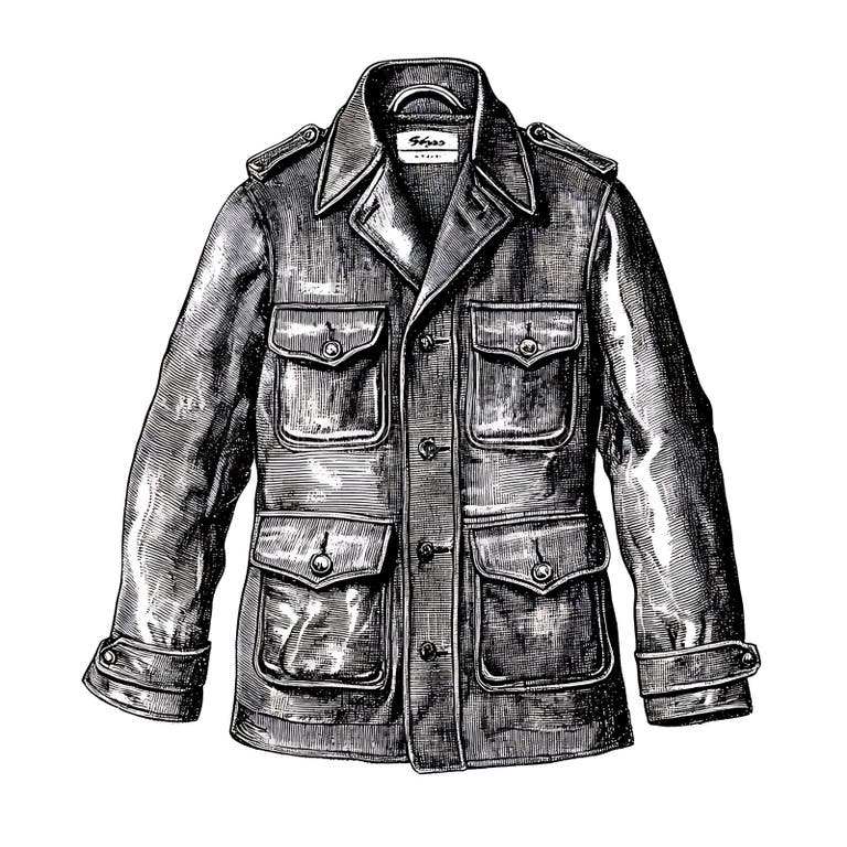 Classic Leather Field Jacket Illustration Stock Illustration ...