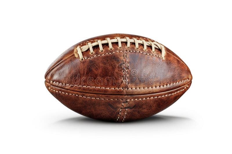 A Classic Leather Football, with White Stitching and an Aged Texture ...