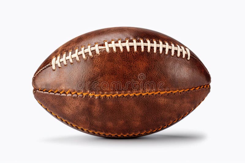 A Classic Leather Football, with White Stitching and an Aged Texture ...