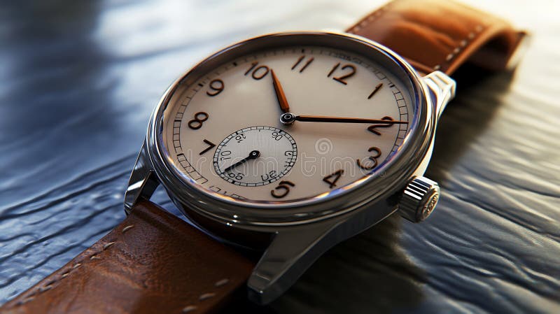 Classic Leather Strap Watch in Stunning High-Resolution Close-Up Shot ...