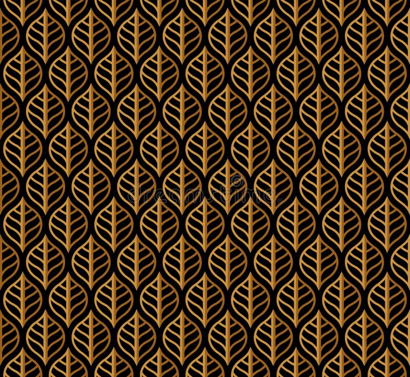 Classic Leaves Art Deco Seamless Pattern. Geometric Leaf Stylish ...