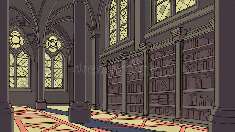 Classic Library Interior, Bookshelves and Reading Atmosphere Vector ...