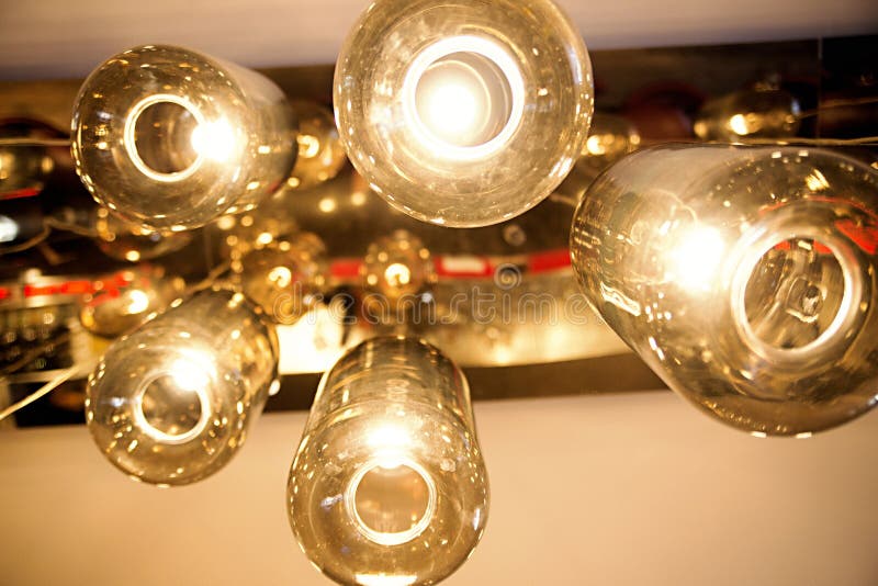 Classic Light Bulbs Decorated in Bar Stock Image - Image of expensive ...