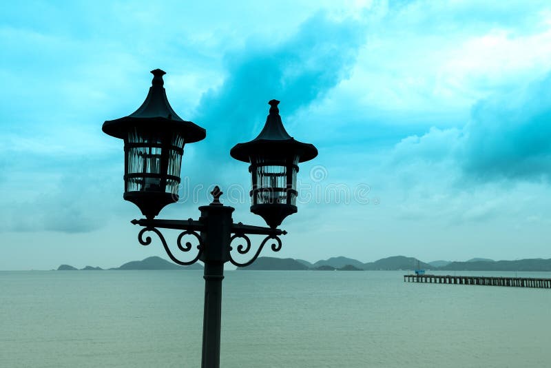 Classic Light Pole at Beach Stock Image - Image of ocean, seaside: 73795545