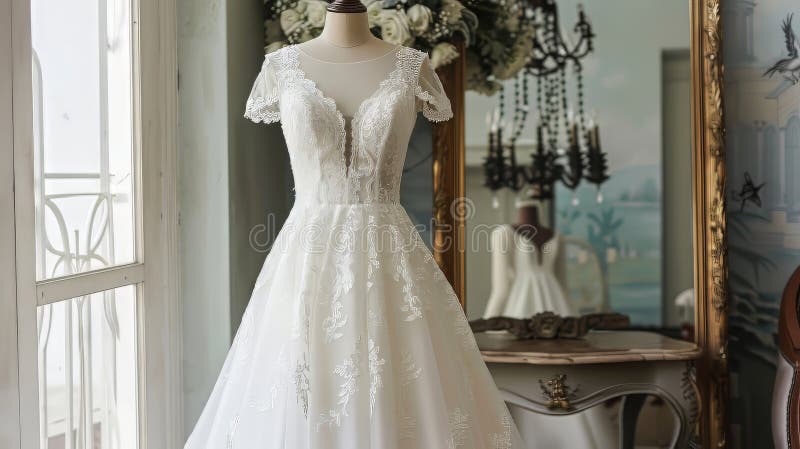 Classic a-line Wedding Gown Design Pattern Stock Illustration ...