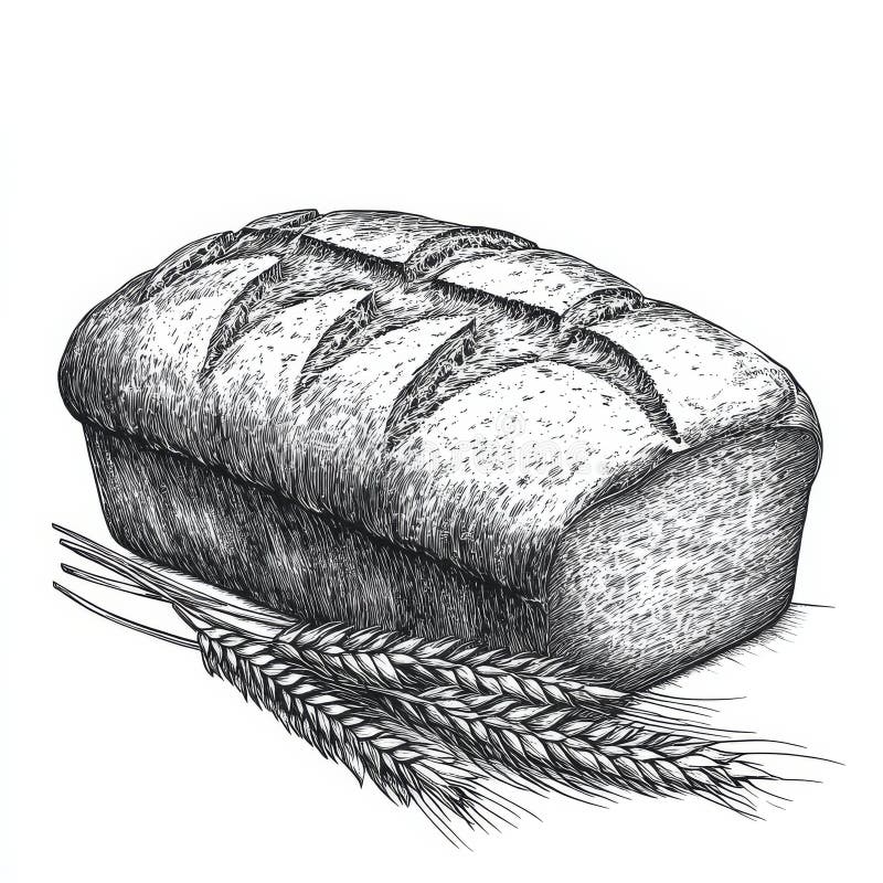 A Classic Loaf of Bread with a Rustic Finish, Accompanied by a Bundle ...
