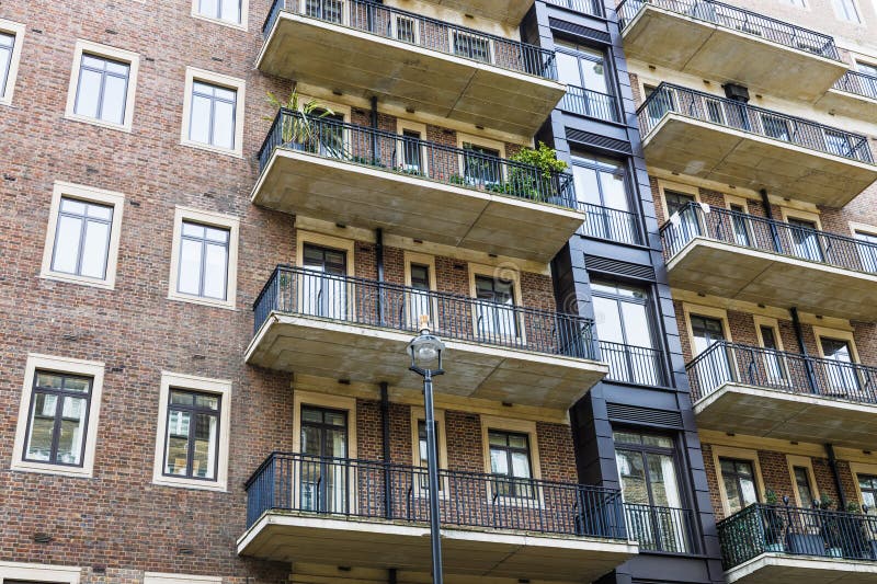 Classic London Apartment Building Featuring Balconies Stock Image ...