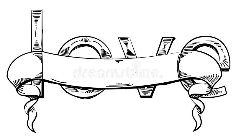 Classic Love Ribbon Typography Black Anc White Vector Design Stock ...