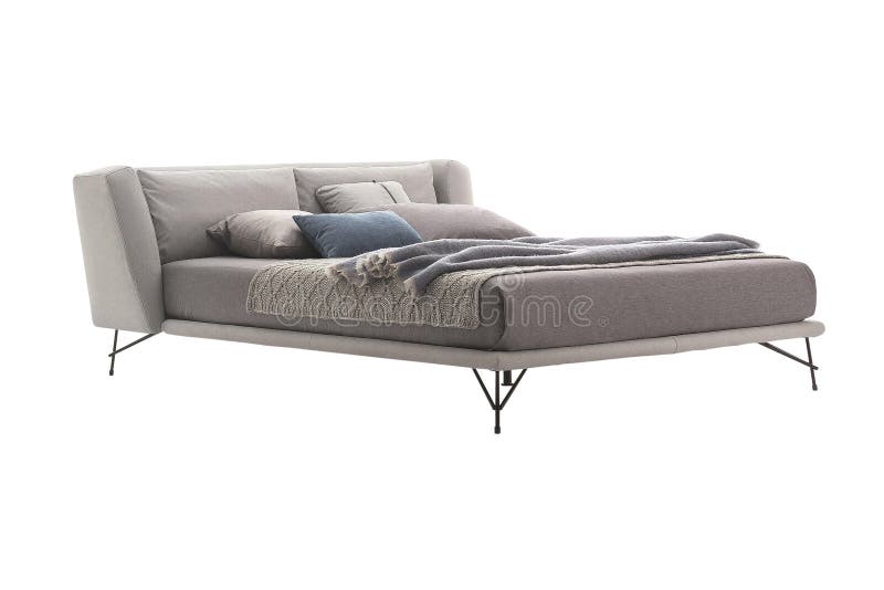 Classic Luxury Bed in Pastel Colors Isolated on White. Stock Image ...