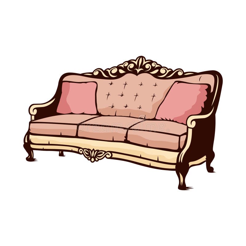 Classic Luxury Hand Drawing Sofa Stock Vector - Illustration of couch ...