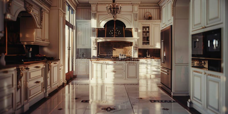 Classic Luxury Kitchen with Custom Cabinetry and Crown Molding Details ...