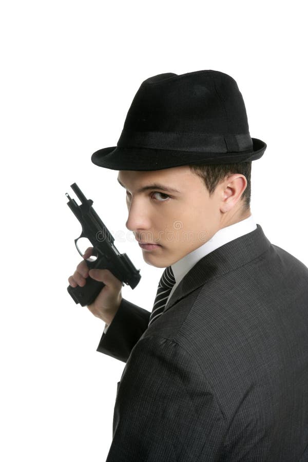 Classic Mafia Portrait, Man with Gun Stock Image - Image of handsome ...