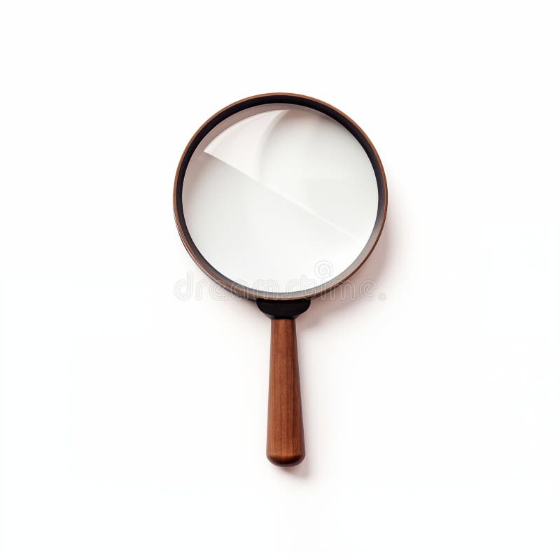 Classic Magnifying Glass with Brown Wooden Handle on White Background ...