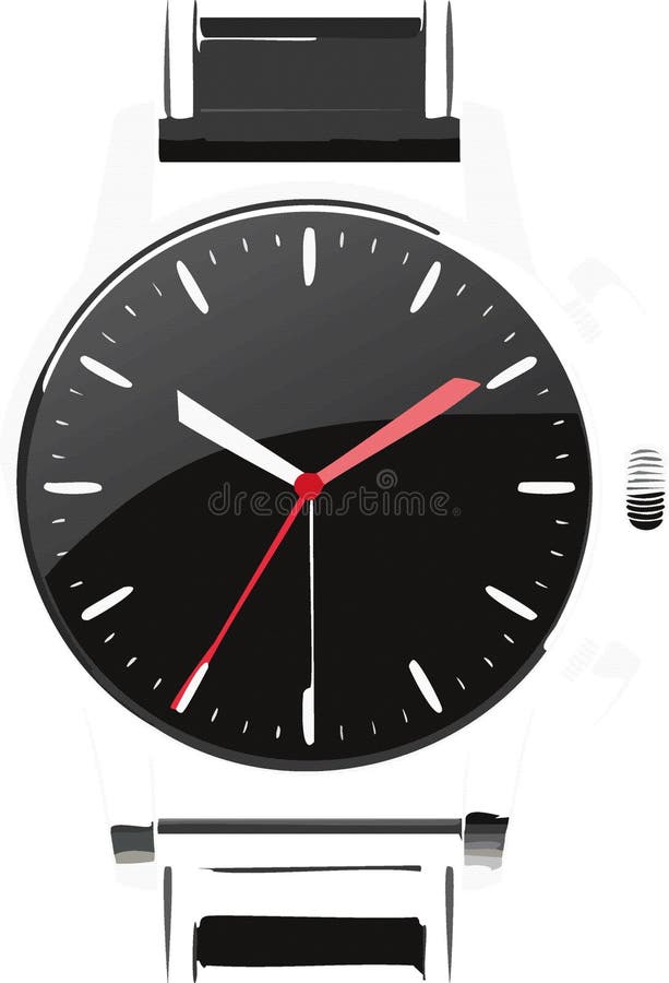 Classic Male Analog Watch Numerals on Clockface Isolated. Vector ...