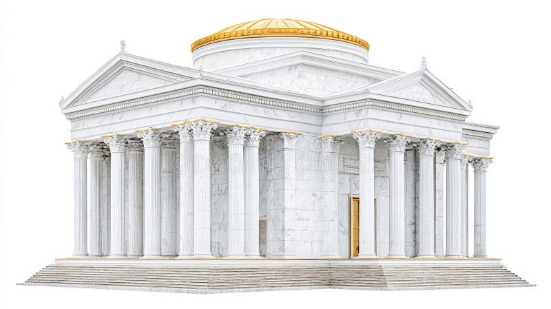 Classic Marble Building with Golden Dome Surrounded by Elegant White ...