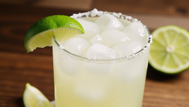 Classic Margarita Featuring Lime Wedge and Ice Cubes Stock Illustration ...