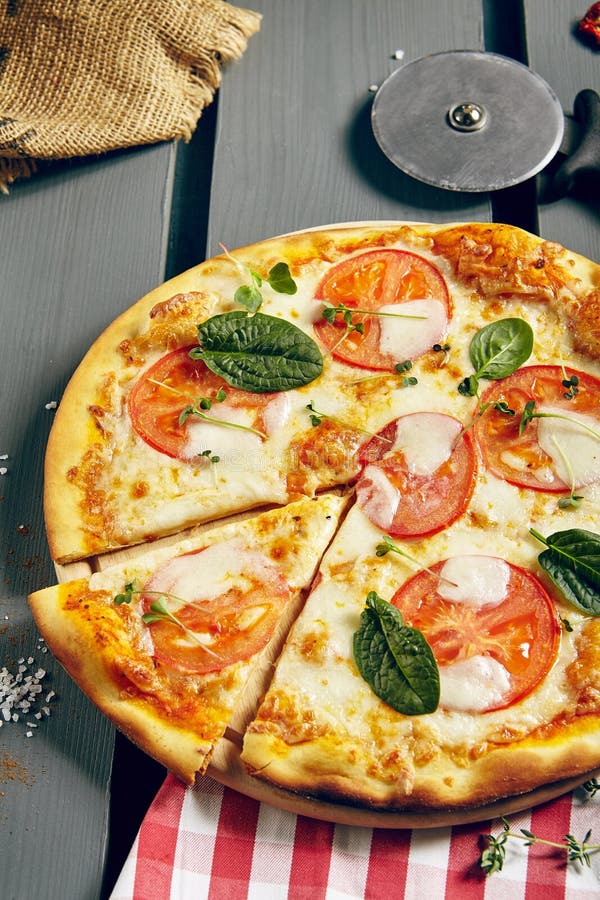 Classic Margarita Pizza stock photo. Image of food, fresh - 97785446