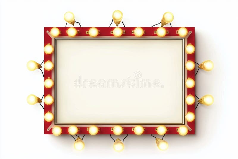 Classic Marquee Light Sign Frame Against a Plain White Backdrop. Stock ...