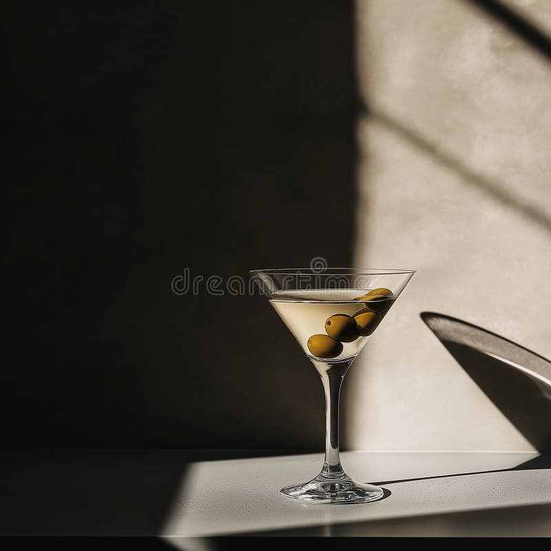A Classic Martini Cocktail in a Martini Glass, Garnished with Green ...