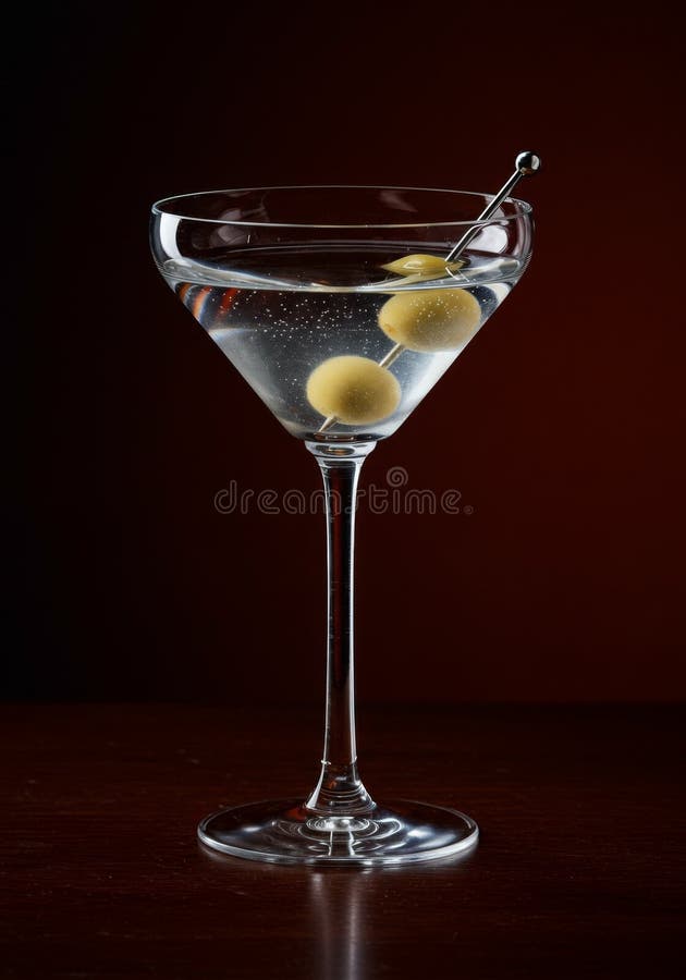 Classic Martini Cocktail with Olives on Dark Background Stock ...