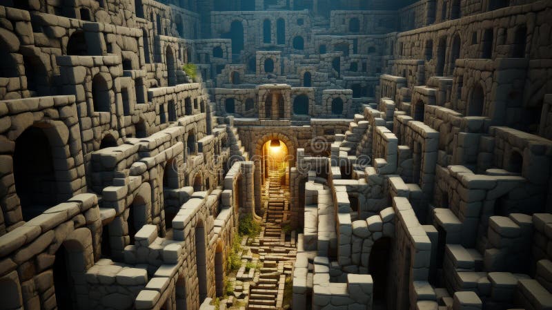 A Classic Maze Design Featuring Muted Tones, Flat Texture, Intricate ...