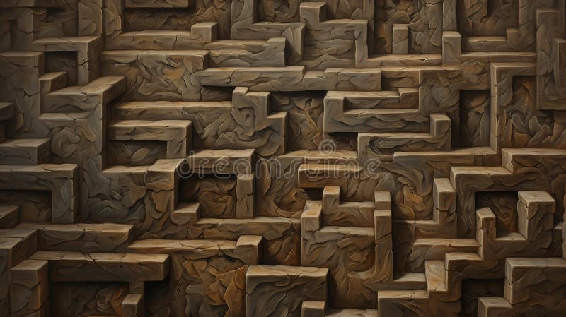 A Classic Maze Design Featuring Muted Tones, Flat Texture, Intricate ...