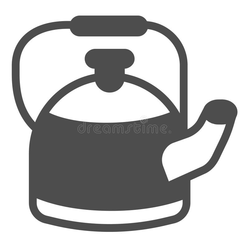 Classic Metal Kettle with Handle Solid Icon, Culinary Cooking Concept ...