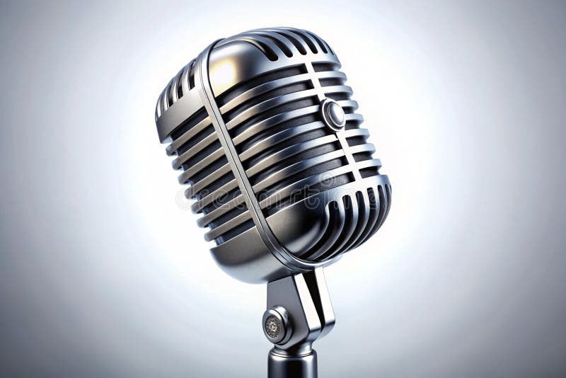 Classic Metal Microphone with Lights Background Stock Illustration ...