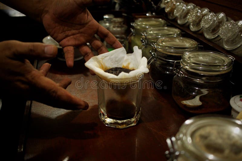 The Classic Way of Filtering Tea Stock Photo - Image of glass, drink ...