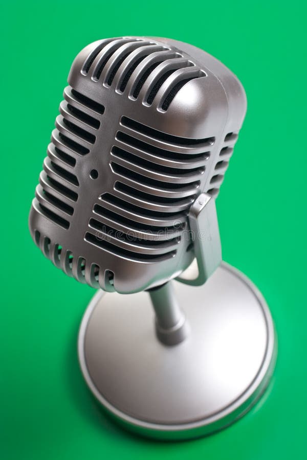 Vintage microphone on red stock image. Image of chrome - 4641959