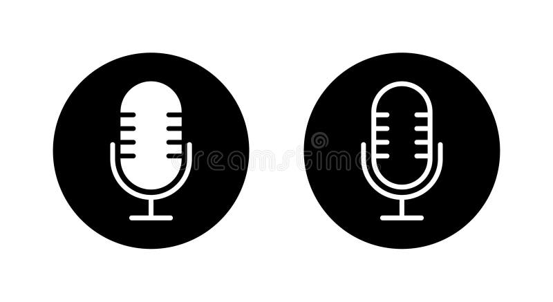 Classic Microphone Icon in Black Circle. Audio, Podcast or Voice ...