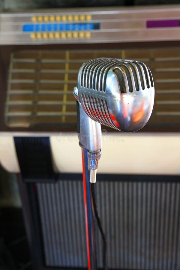Classic Microphone with Jukebox Editorial Photography - Image of speech ...
