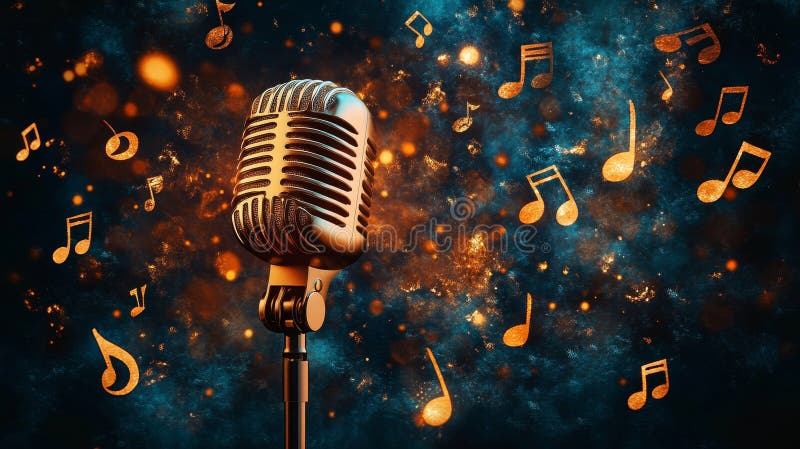 A Classic Microphone with Music Notes Symbolizing Sound Creativity ...