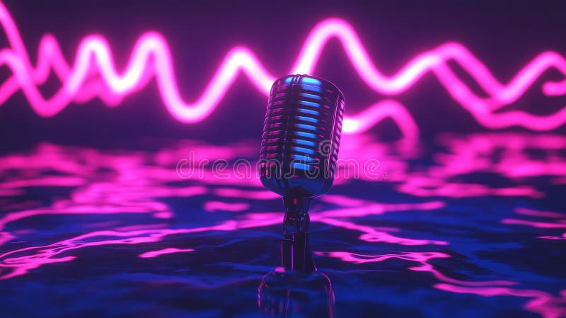 Microphone Positioned Against Plain Backdrop Designed for Podcasting ...