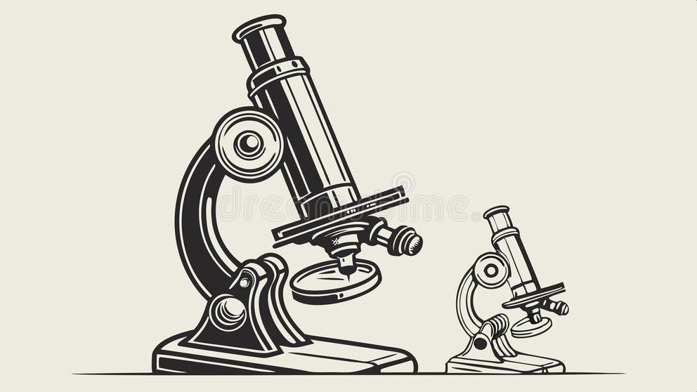 Classic Microscope Illustration, Science Equipment and Laboratory Tool ...