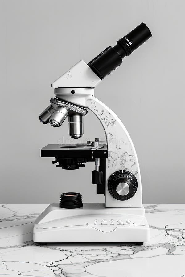 Classic Microscope on a Marble Surface with a Minimalist Background ...