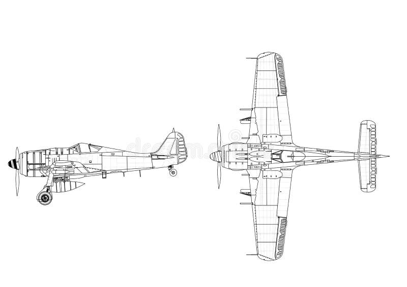 Classic Military Plane Blueprint - Isolated Stock Illustration ...