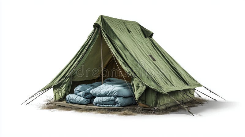 Classic Military Style Green Tent with Open Flap Stock Image - Image of ...